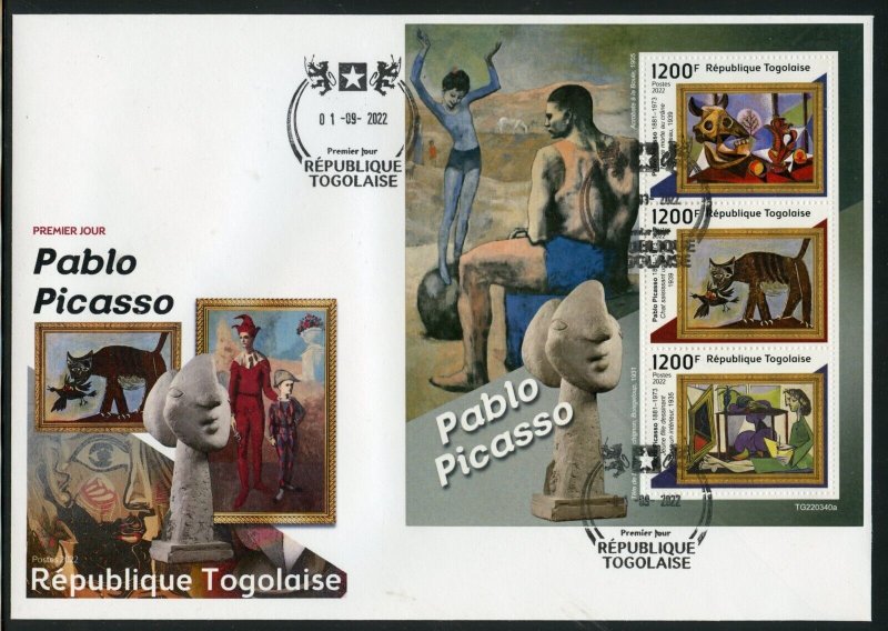 Togo 2022 Pablo Picasso Paintings Sheet First DAY Covers | Africa ...