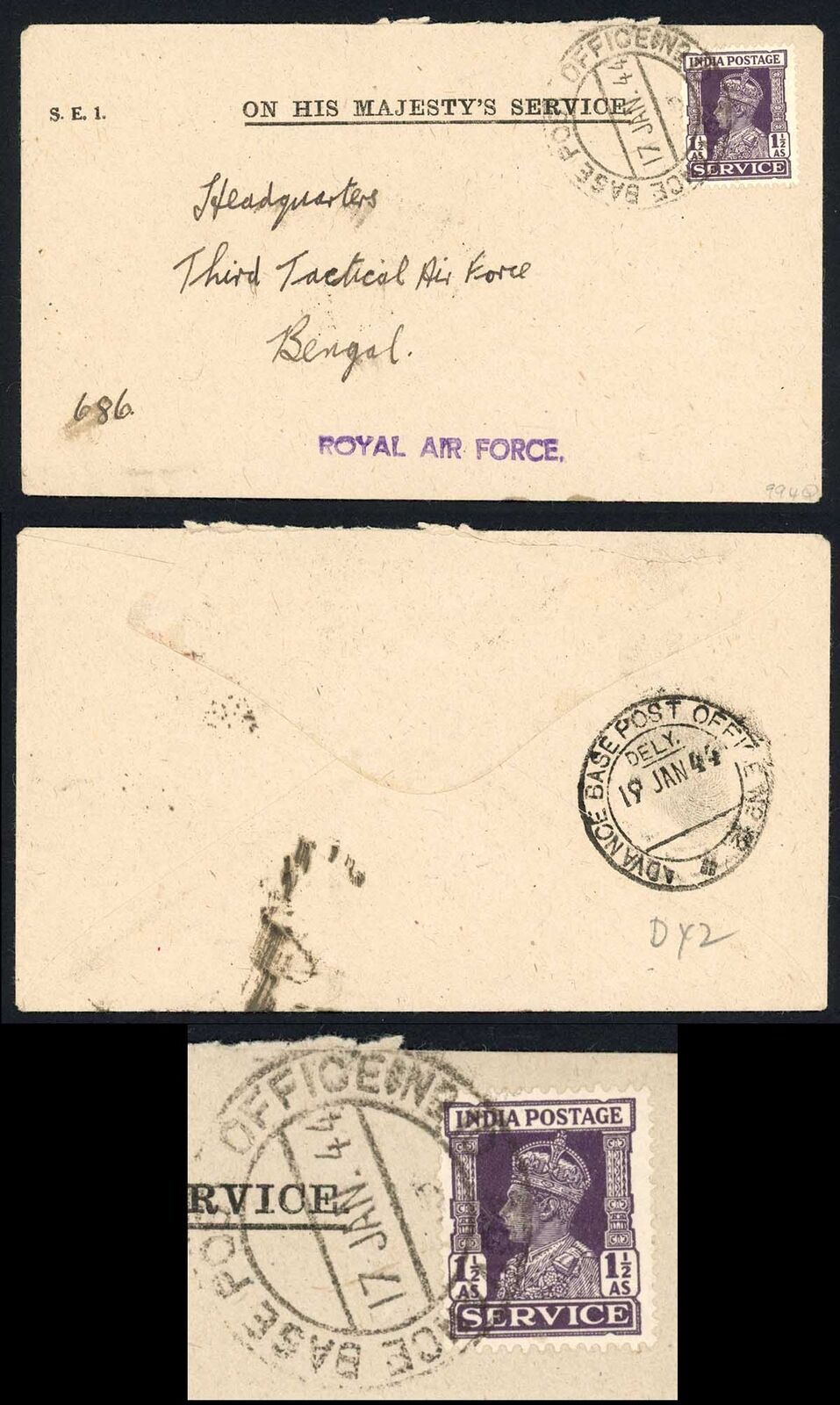 India 1944 OHMS Field Post Office Cover | Asia - India, Stamp / HipStamp