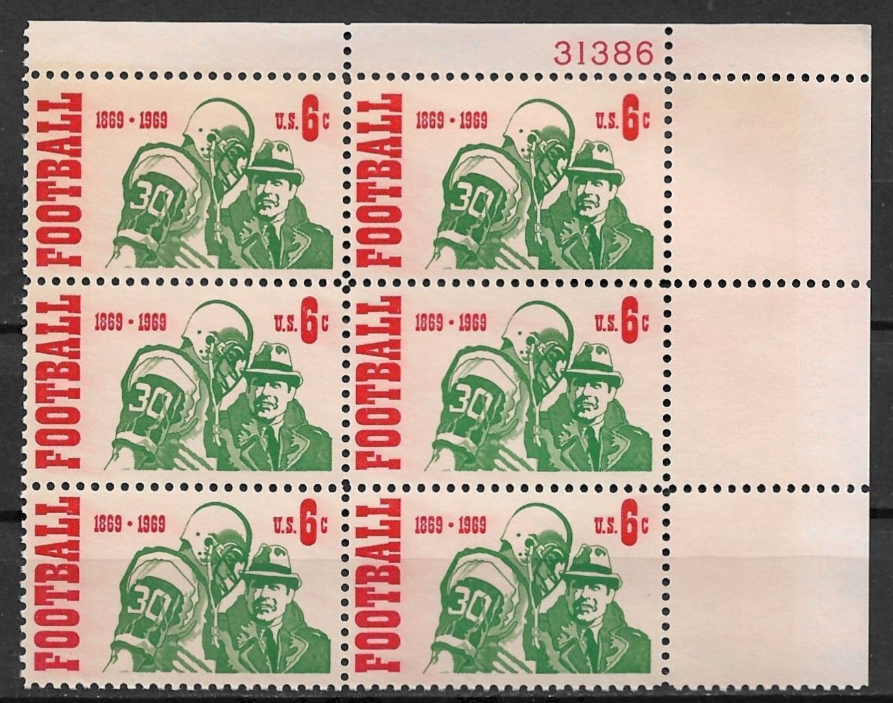 1969 Sc1382 College Football Centennial MNH PB6 | United States ...