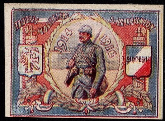 1914 WW1 France Delandre Poster Stamp Troupes Mobilisés De La Réunion ...