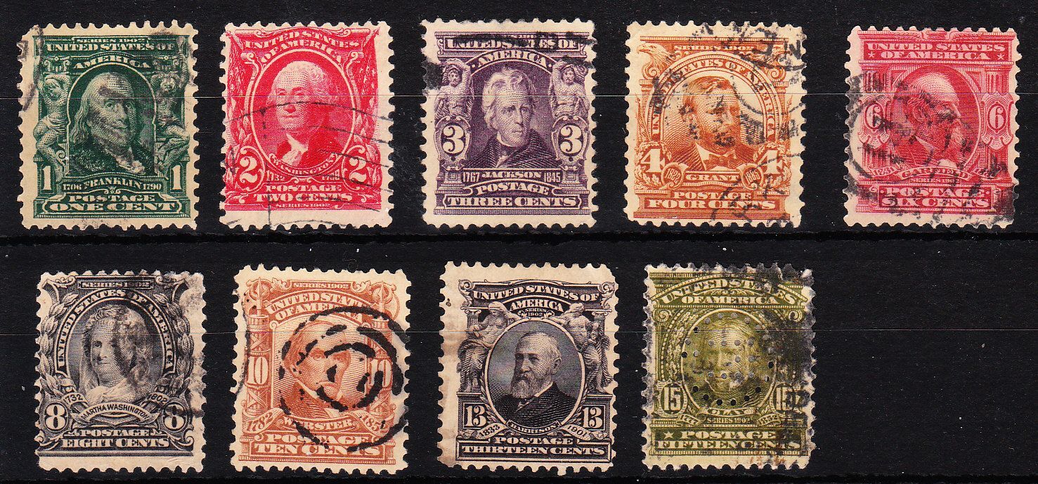 MOstamps - Old Used US 1902 Series Stamps - Flaws (9 stamps) - Lot # HS ...