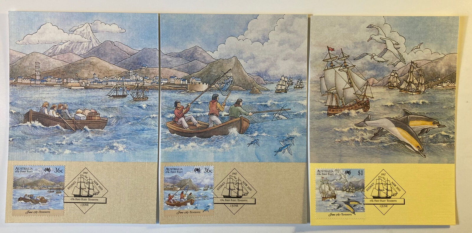 Australia 1987 FDC maxicard The First Fleet Teneriffe ships uniforms ...