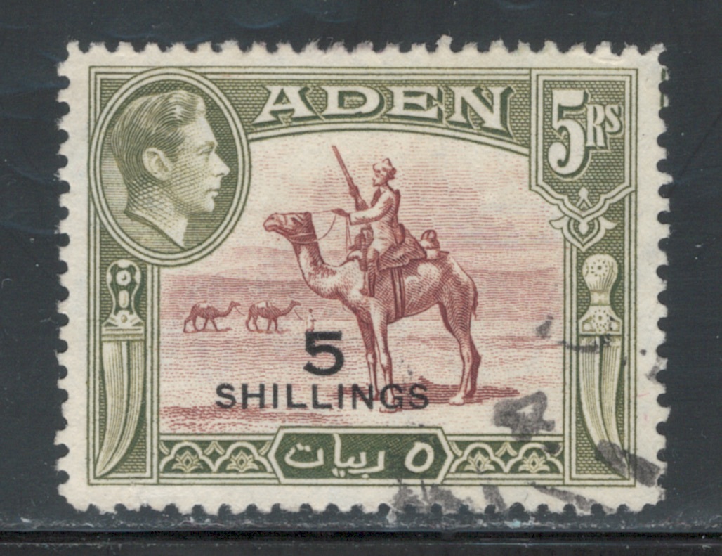 Aden 1951 King George VI & Camel Corpsman Surcharge 5sh on 5r Scott ...
