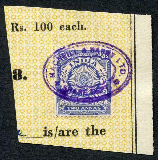 India KGV 2a Revenue Stamp on piece | Asia - India, Stamp / HipStamp