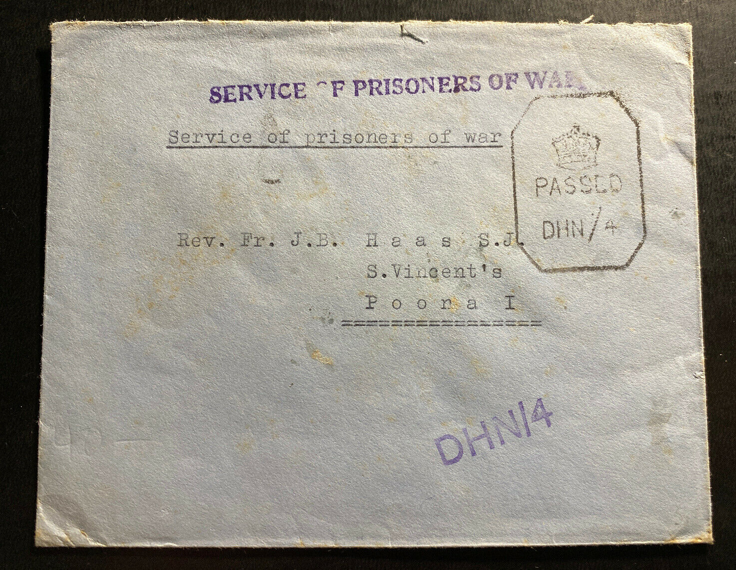 1945 Dehra Dun India POW Internment Camp Censored Cover To Poona J ...