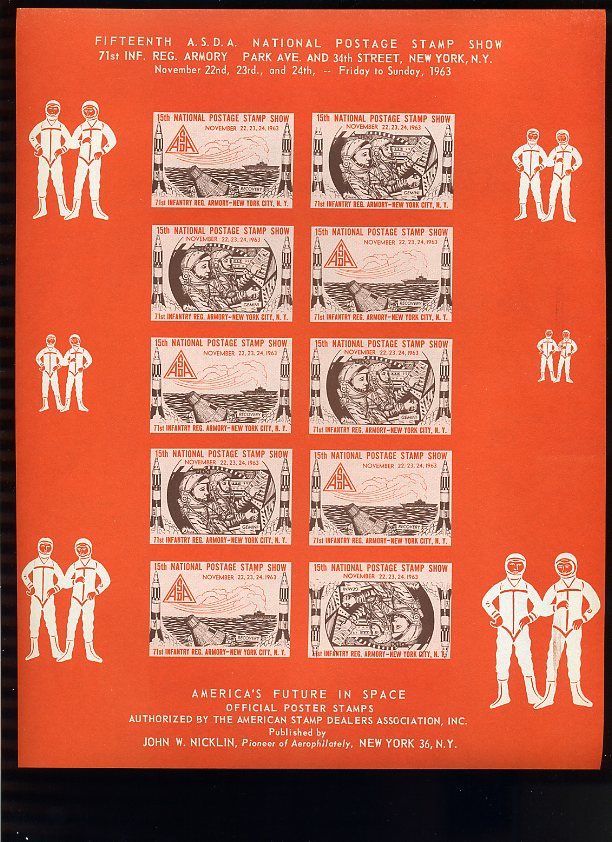 1963 15th Asda National Postage Stamp Show Sheet Imperf Gemini Space ...