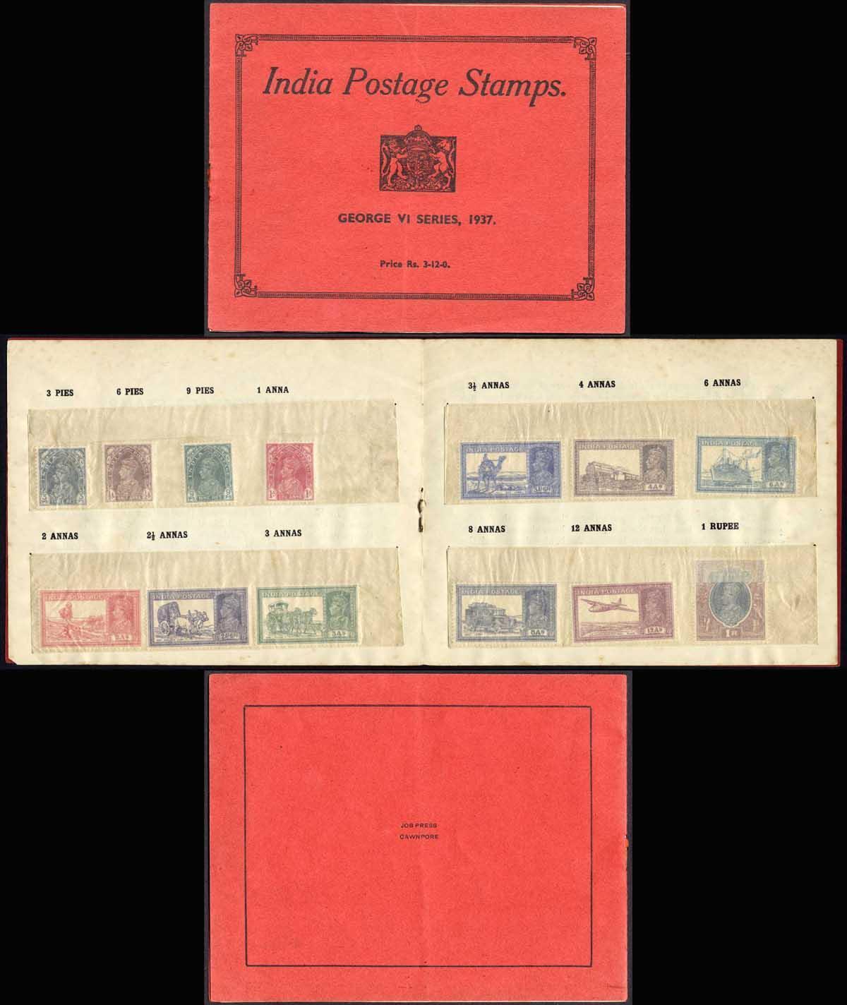India 1937 Presentation Folder 247/59 Stamps U/M Stamps Cat 135.25 ...