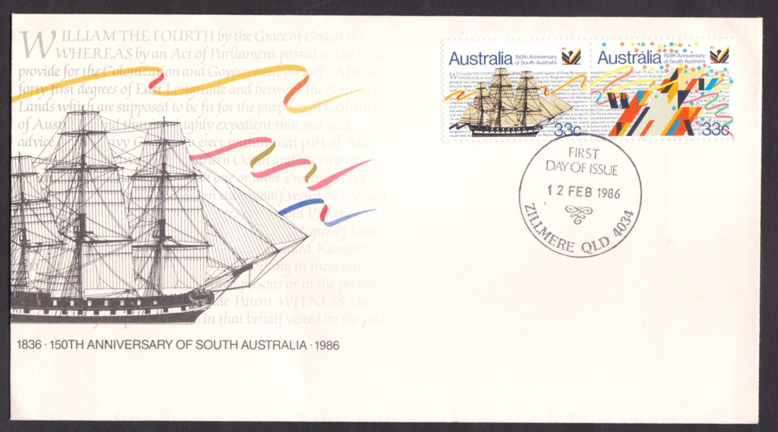 Australia - 1986 150th Anniversary of South Australia - FDC | Australia ...