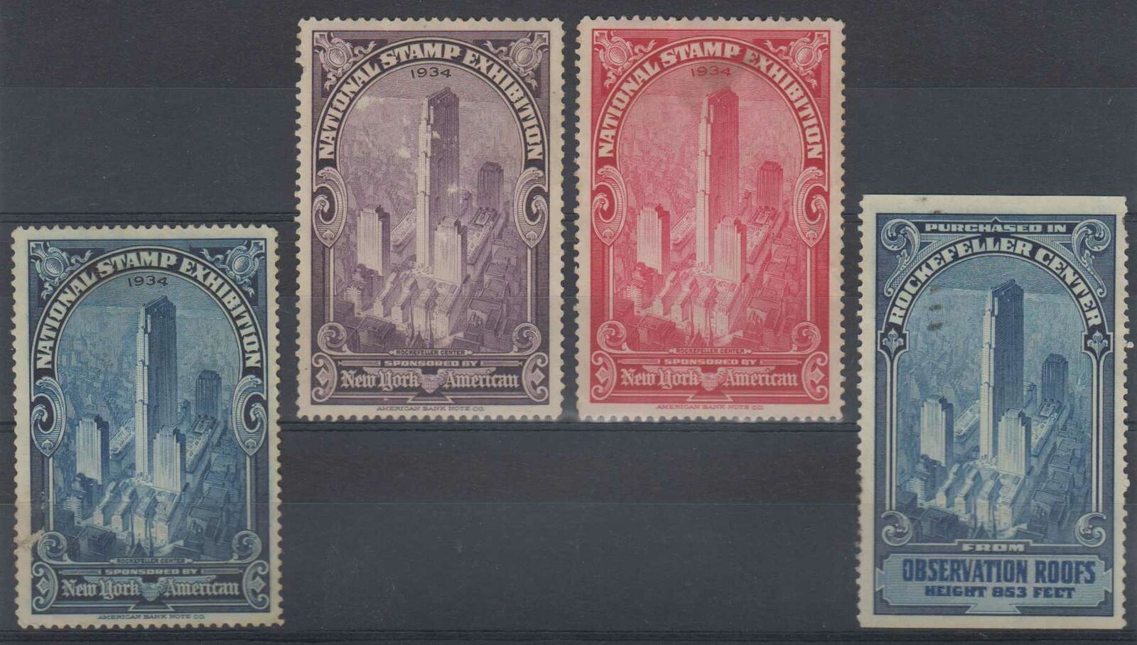 USA 1934 Cinderella National Stamp Exhibition & Rockefeller Center Full ...