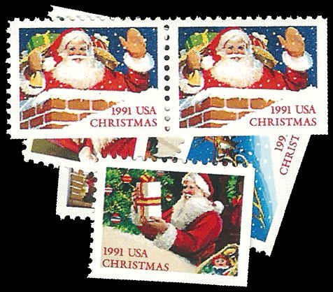 PCBstamps US #2580-2585 Bk Sgls (6x29c)1991 Christmas, MNH, (9 ...