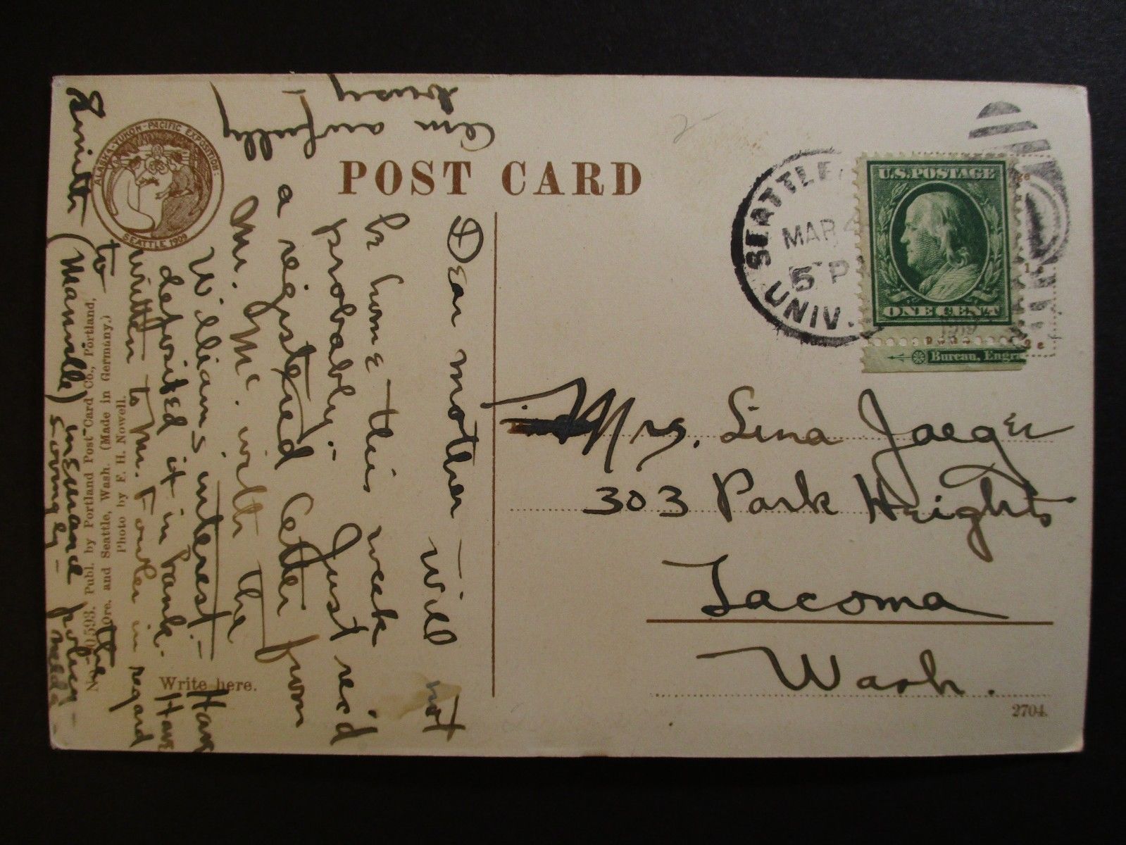 1910 Steamer Corwin Near Nome Alaska to Tacoma Washington RPPC Postcard ...