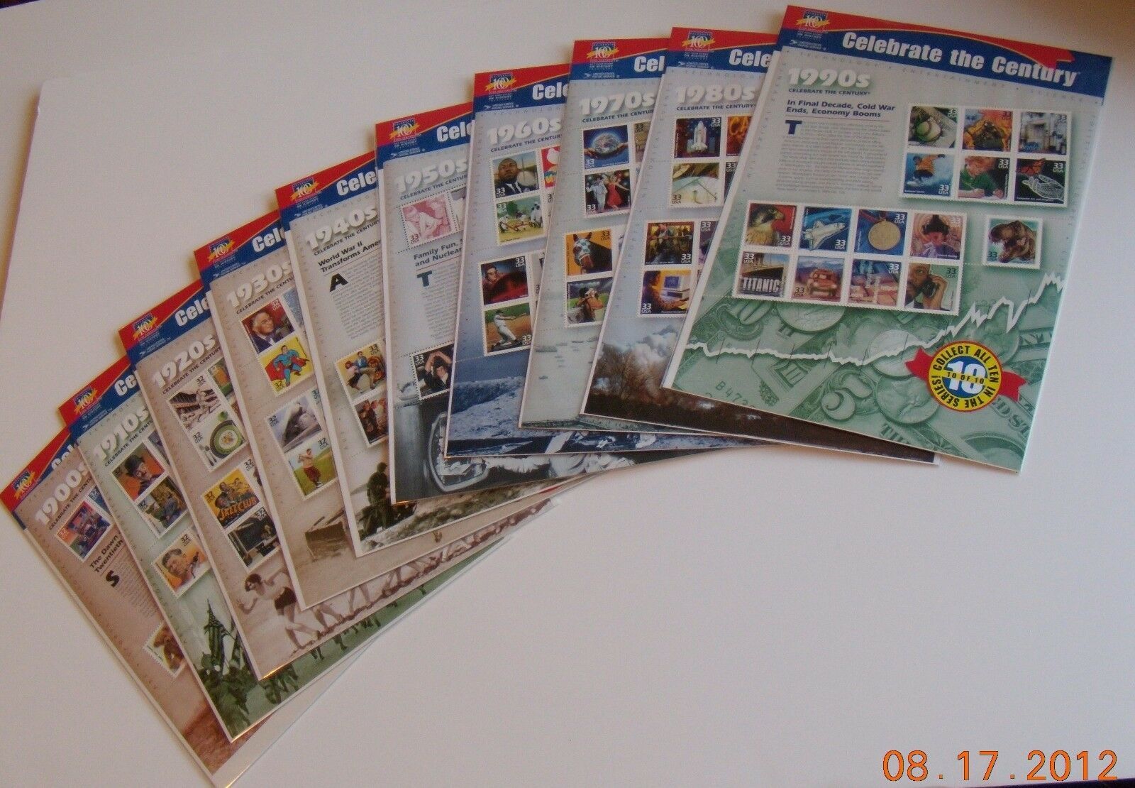 CELEBRATE THE CENTURY 1900-1990. Complete 10 Sheet Set US PS Stamps ...