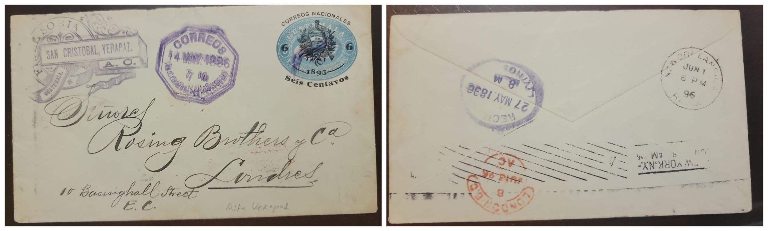 O) 1896 Guatemala, Fidel Soria, SAN Cristobal Verapaz, Envelope ...