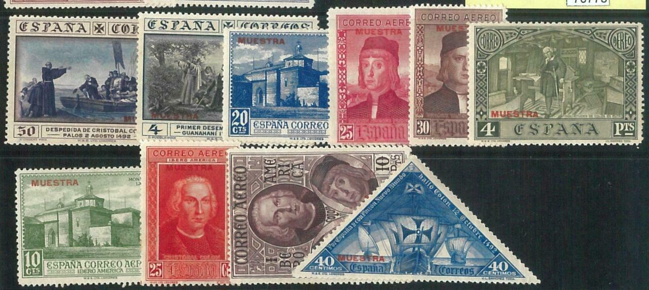 70773 - SPAIN - STAMPS: 1930 Discovery of America - 12 Values SPECIMEN ...