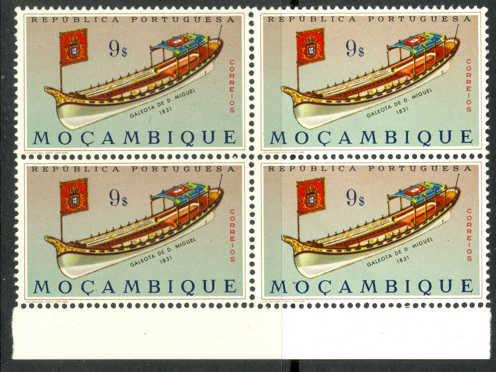 MOZAMBIQUE 1964 9e ROYAL BARGE Issue Block of 4 Sc 463 MNH | Africa ...