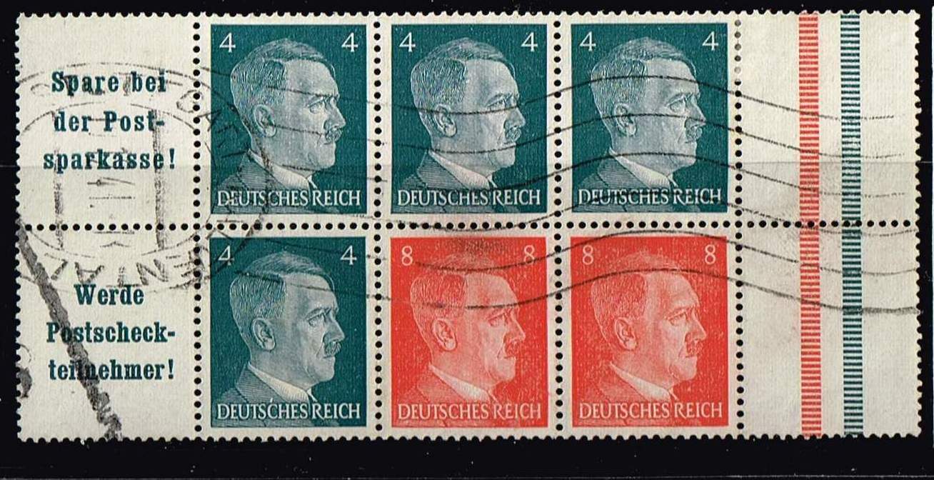 Germany 1941,Sc.#508/511 used booklet pane of bkl. sheet, Hitler. Mi.# ...