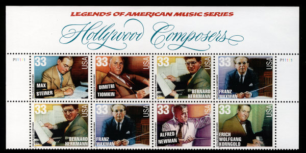 US #3339 - 44, 33c Hollywood Composers, Block, VF mint never hinged ...