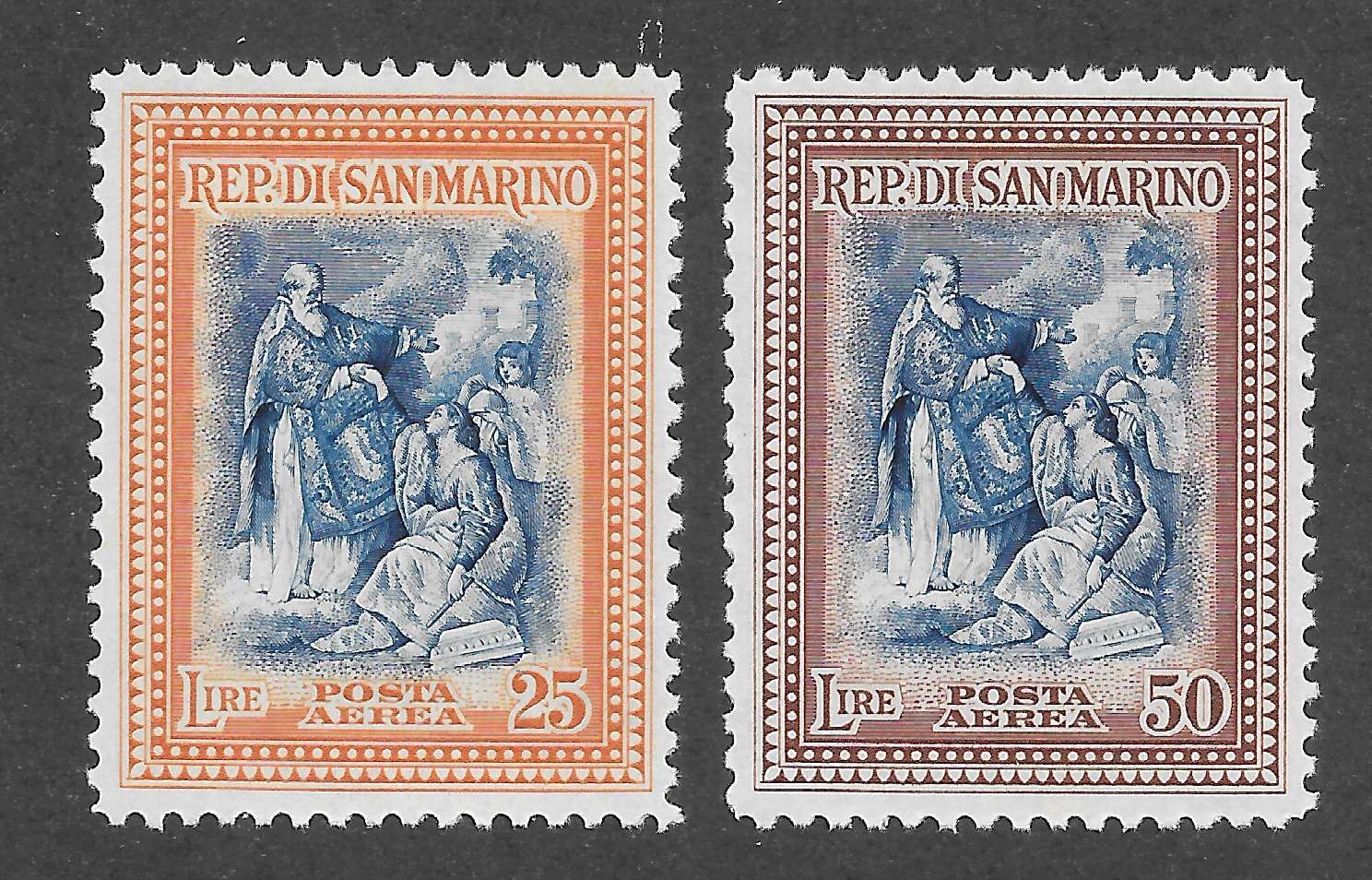 San Marino Scott C52-C53 Unused LHOG - 1947 St Marinus Issue - SCV $4. ...