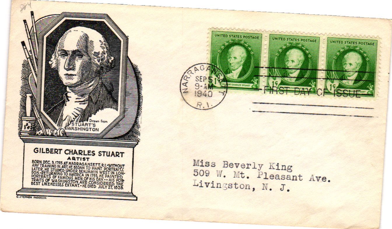 #884 Gilbert Stuart -Famous Americans-Anderson Cachet DH22 | United ...