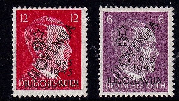 Germany WWII Adolf Hitler Overprint Slovenia 2 stamps Hinged | Europe ...