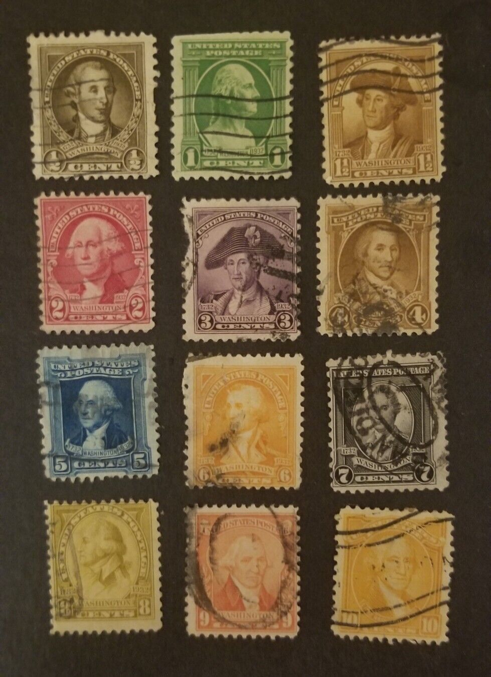 US Scott 704-715 George Washington Bicentennial Stamp Set Used T10638 ...