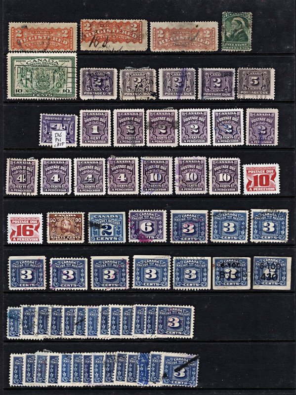 3970: CANADA: Collection of Postage Dues, Excise, Registered Stamps. QV ...