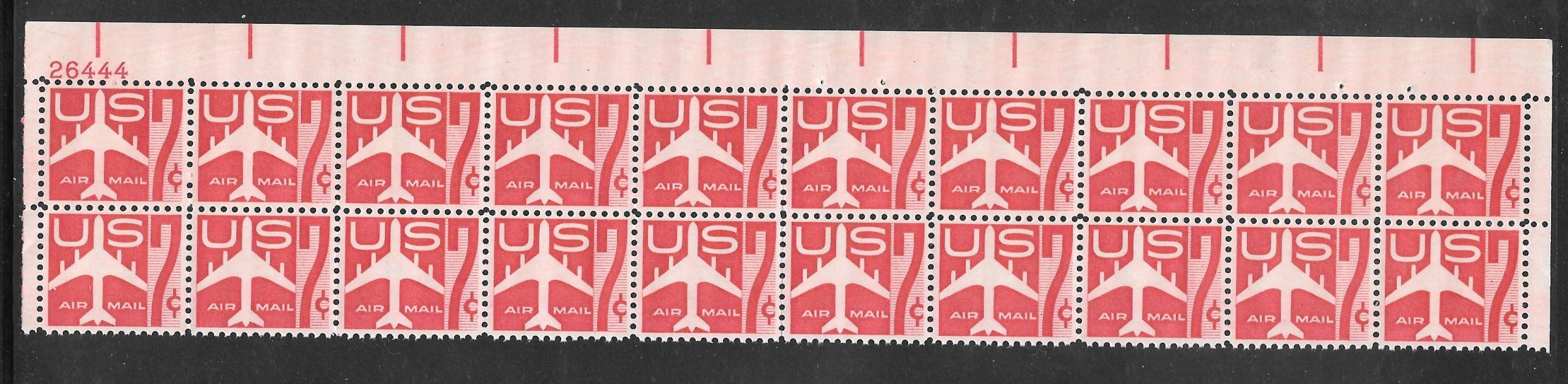 #C60 MNH Plate Block Strip of 20 | United States, Air Mail Stamp / HipStamp