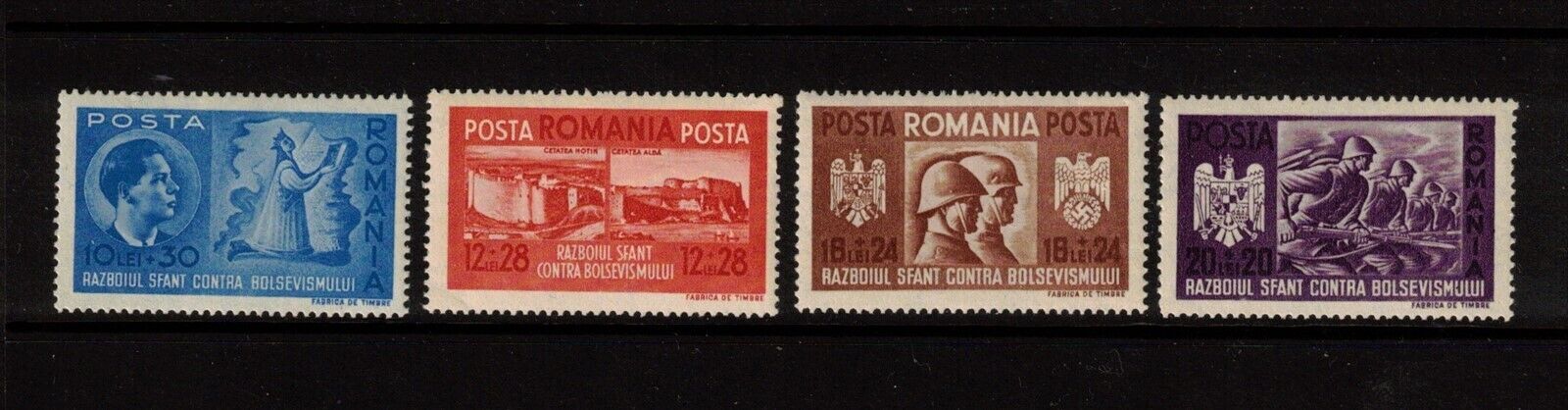 Romania Sc B170-3 MNH Set of 1941 - WWII, German & Romanian Solders ...