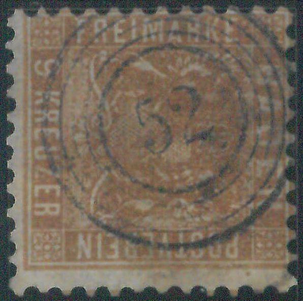 77933 - GERMANY Baden - STAMP: Michel # 15 with rare POSTMARK # 52 ...