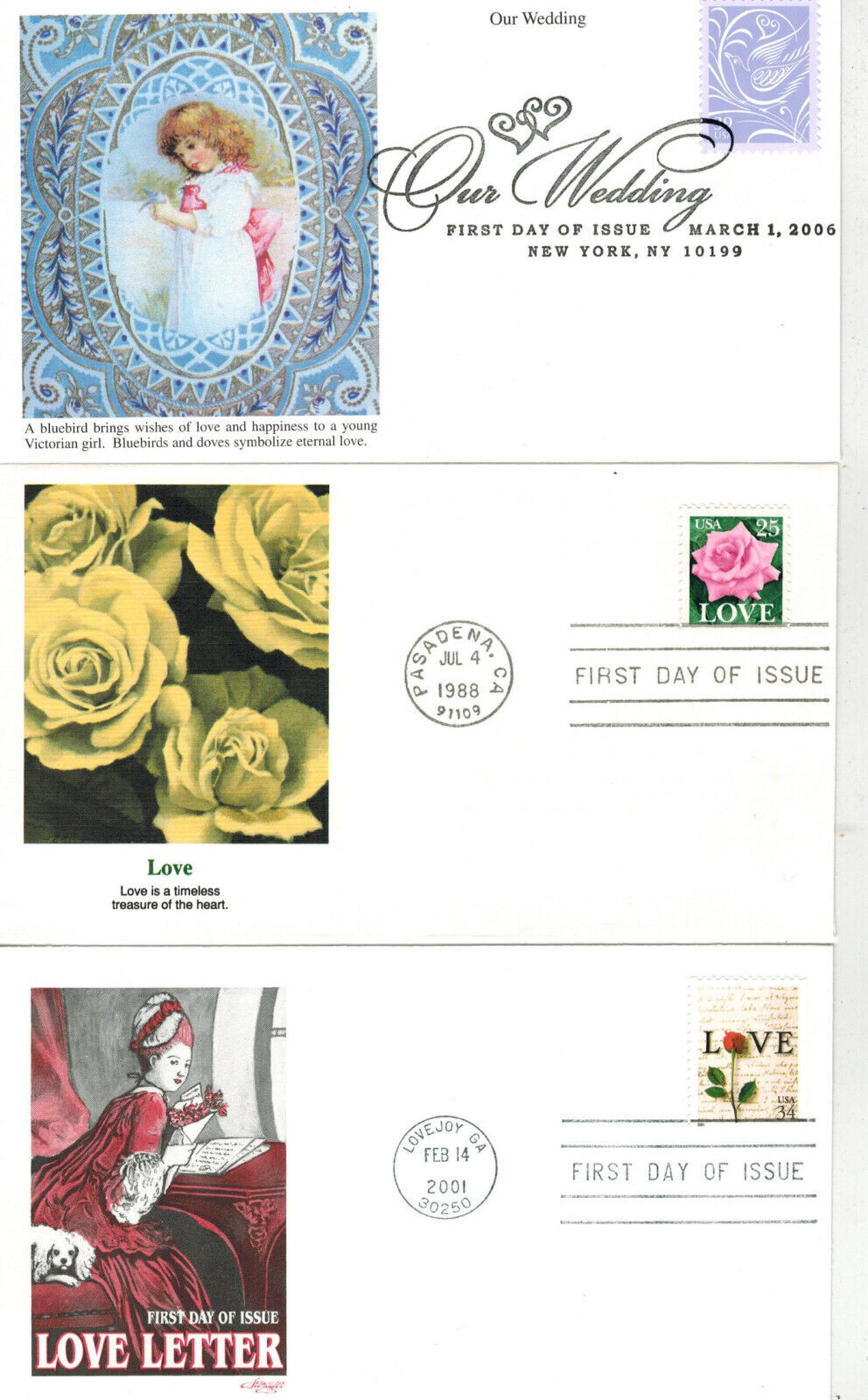 USA Love Stamps BIG Collection SET of 32 Diff With Color Cachets Over ...