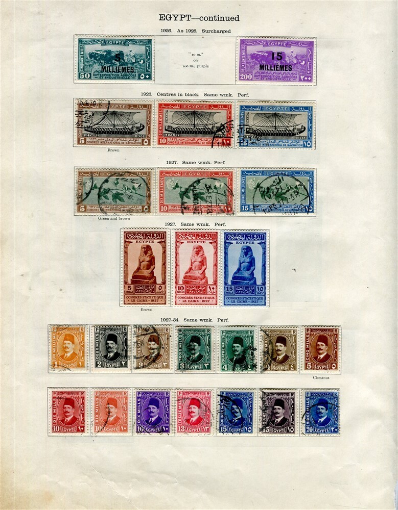 EGYPT; 1920s early issues fine range of values on album pages | Middle ...