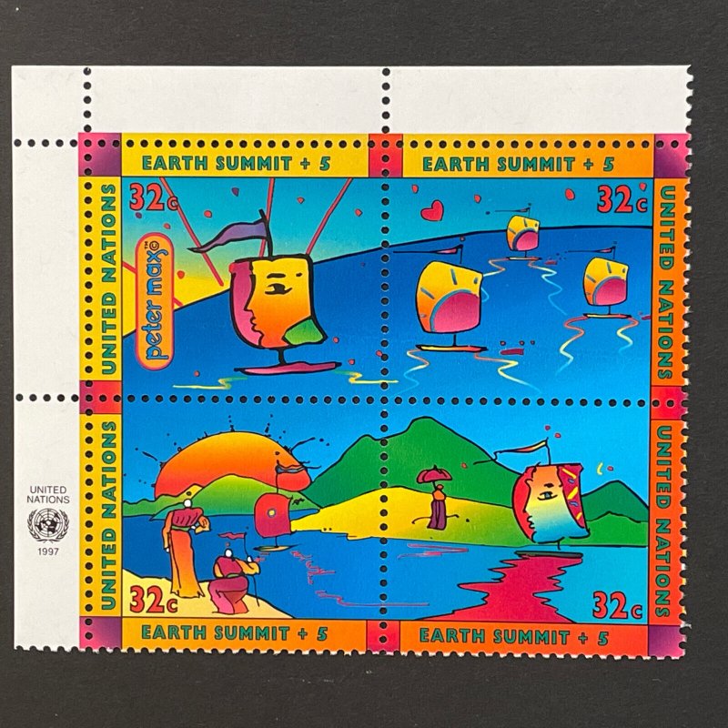 UN 1997 Earth Summit UL Inscription Blocks of 4 MNH NY, Geneva, Vienna ...