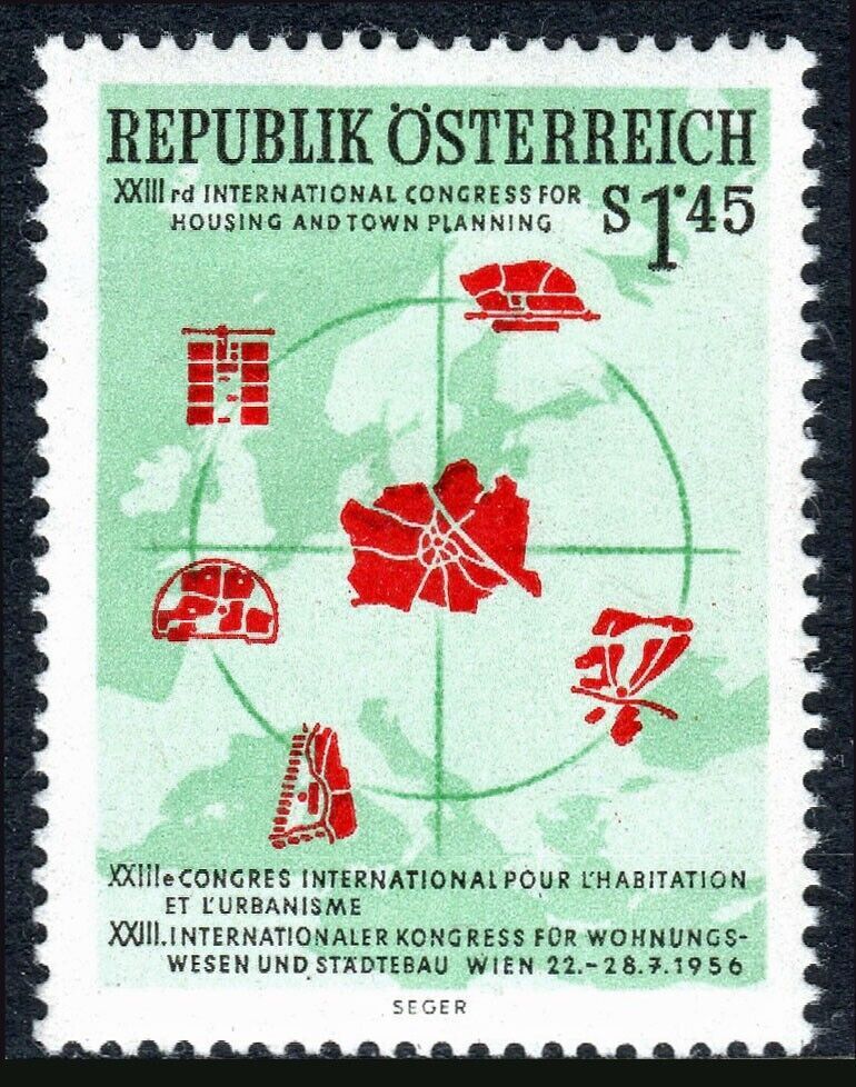 Austria 612, MNH. Map of Europe and City Maps, 1956 | Europe - Austria ...