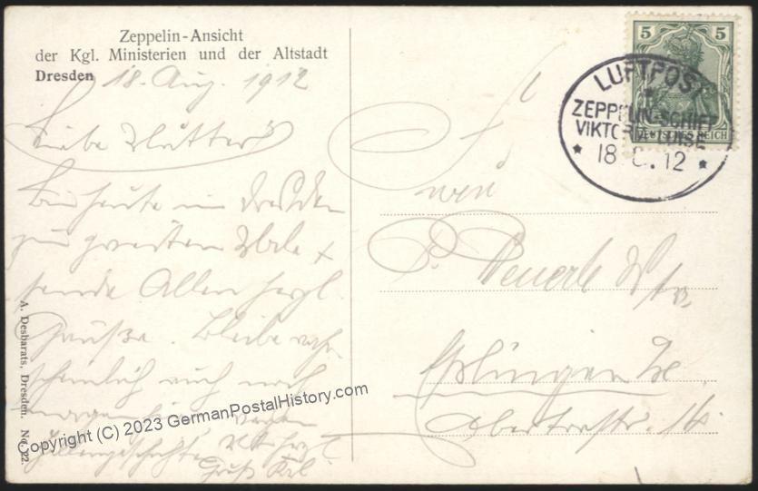 Germany 1912 Viktoria Luise CREW Feldpost Cover Beuerle Estate Dresden ...
