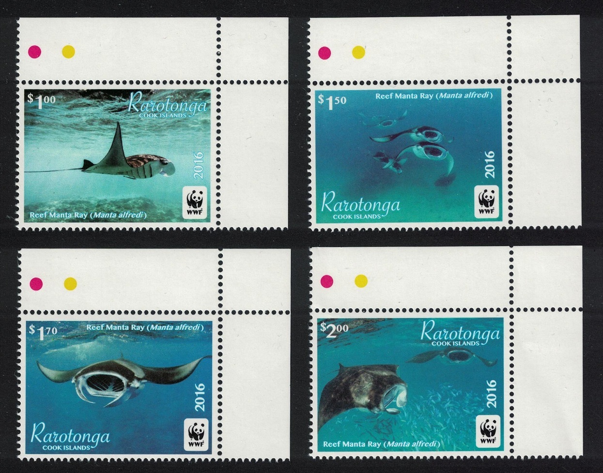 Rarotonga WWF Reef Manta Ray Fish 4v Corners 2016 MNH SG#23-26 ...