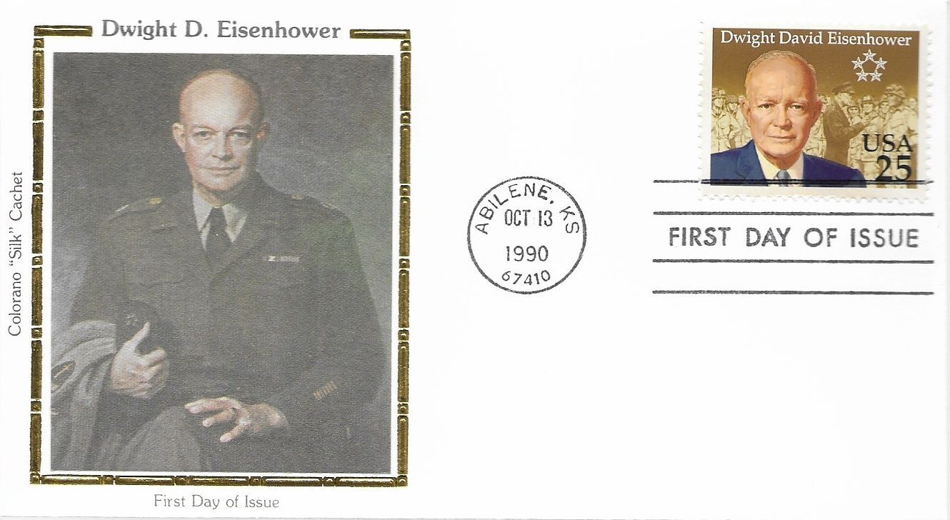 1990 FDC, #2513, 25c Dwight D. Eisenhower, Colorano Silk | United ...