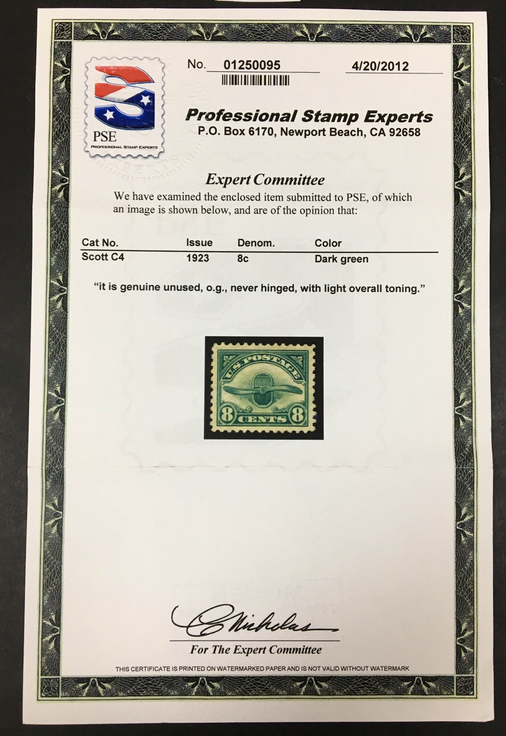 US Stamps #C4 Airmail Mint OG NH XF PSE Cert LOT #89432 | United States ...