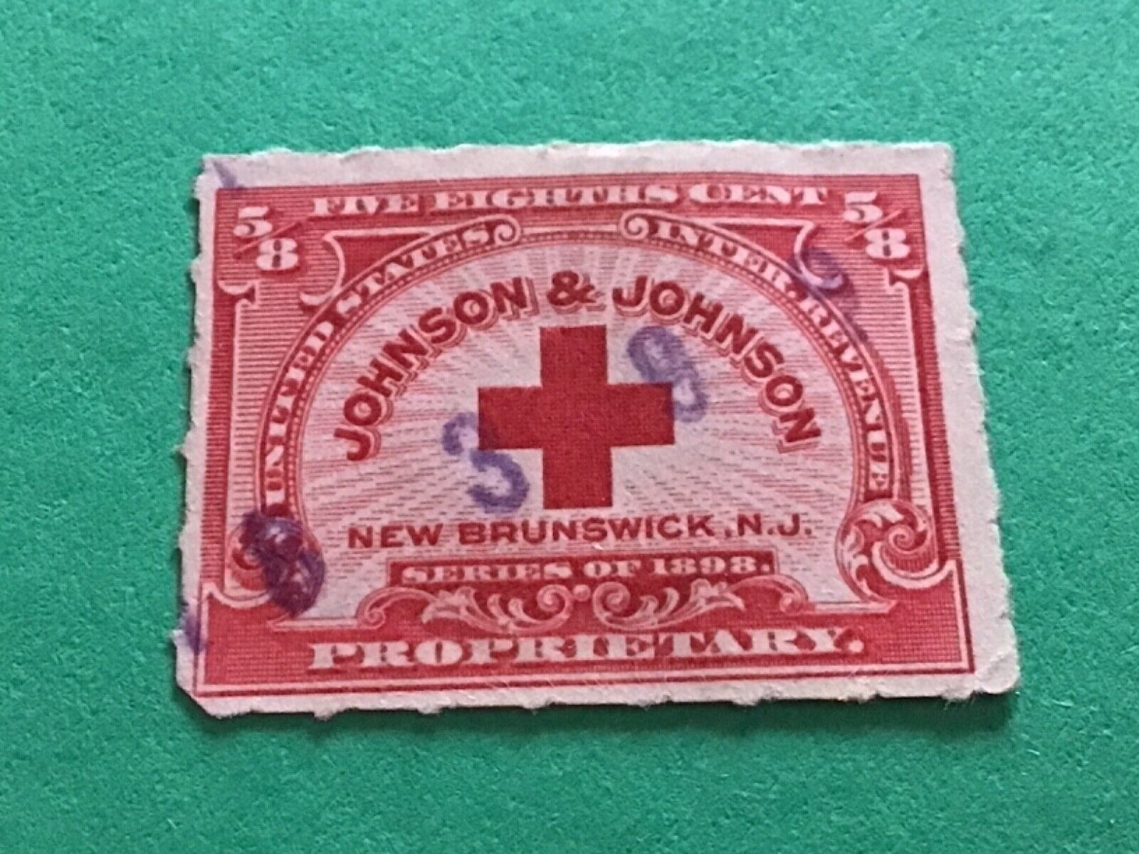 Johnson & Johnson U. S. Private Die Proprietary vintage stamp A12083 ...