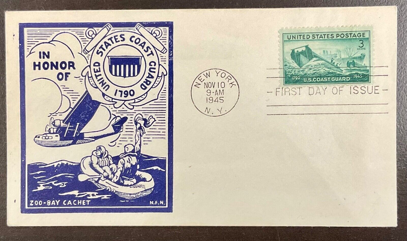 936 Zoo-Bay Blue cachet Patriotic WWII US Coast Guard FDC 1945 | United ...