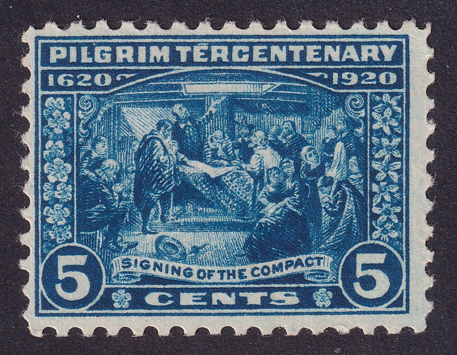 US 550 5c Blue Signing of the Compact - Pilgrim Tencentenary From 1920 ...