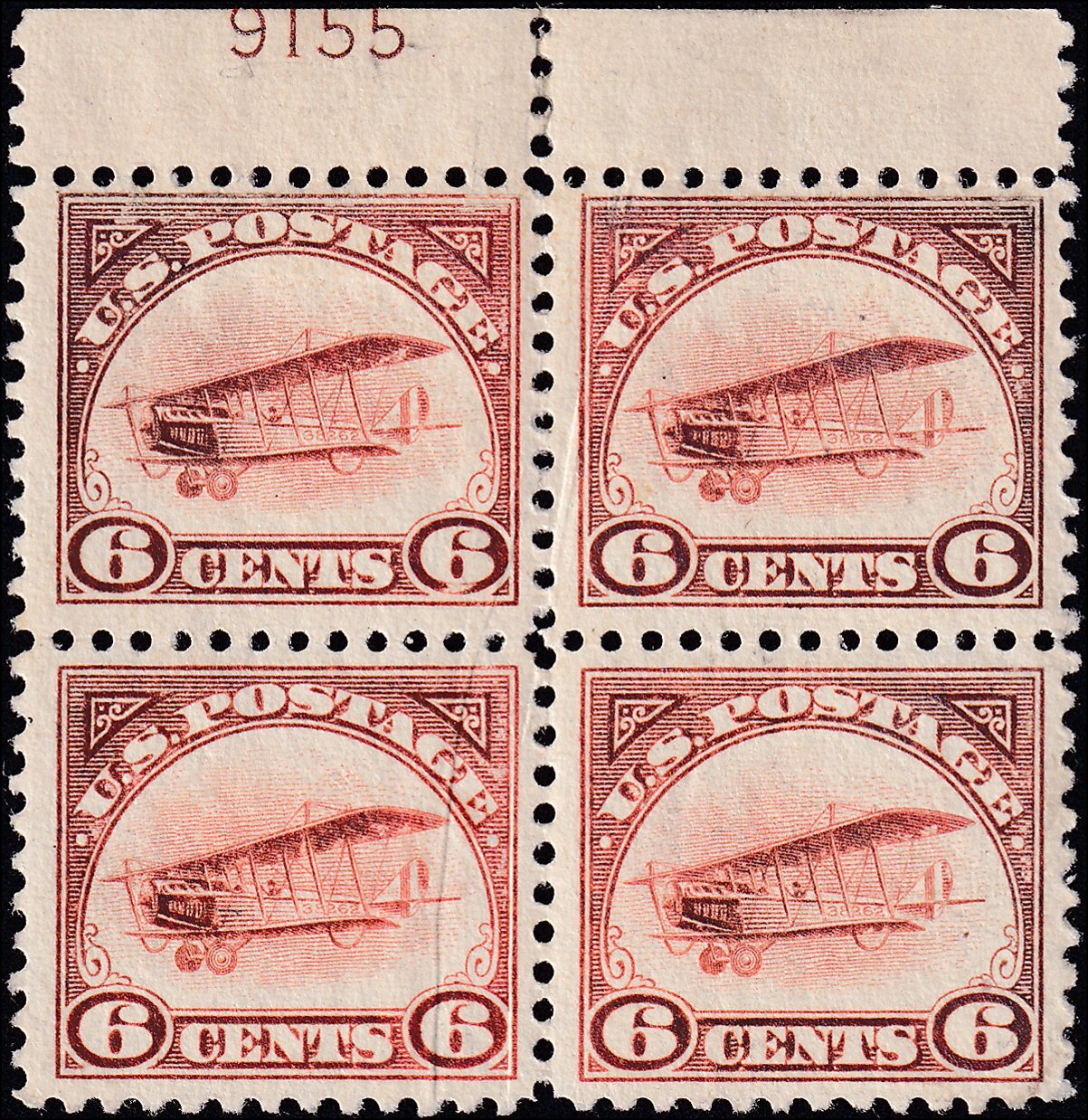 US #C1 Mint OGph, Plt Blk, With Cert. | United States, Air Mail Stamp ...