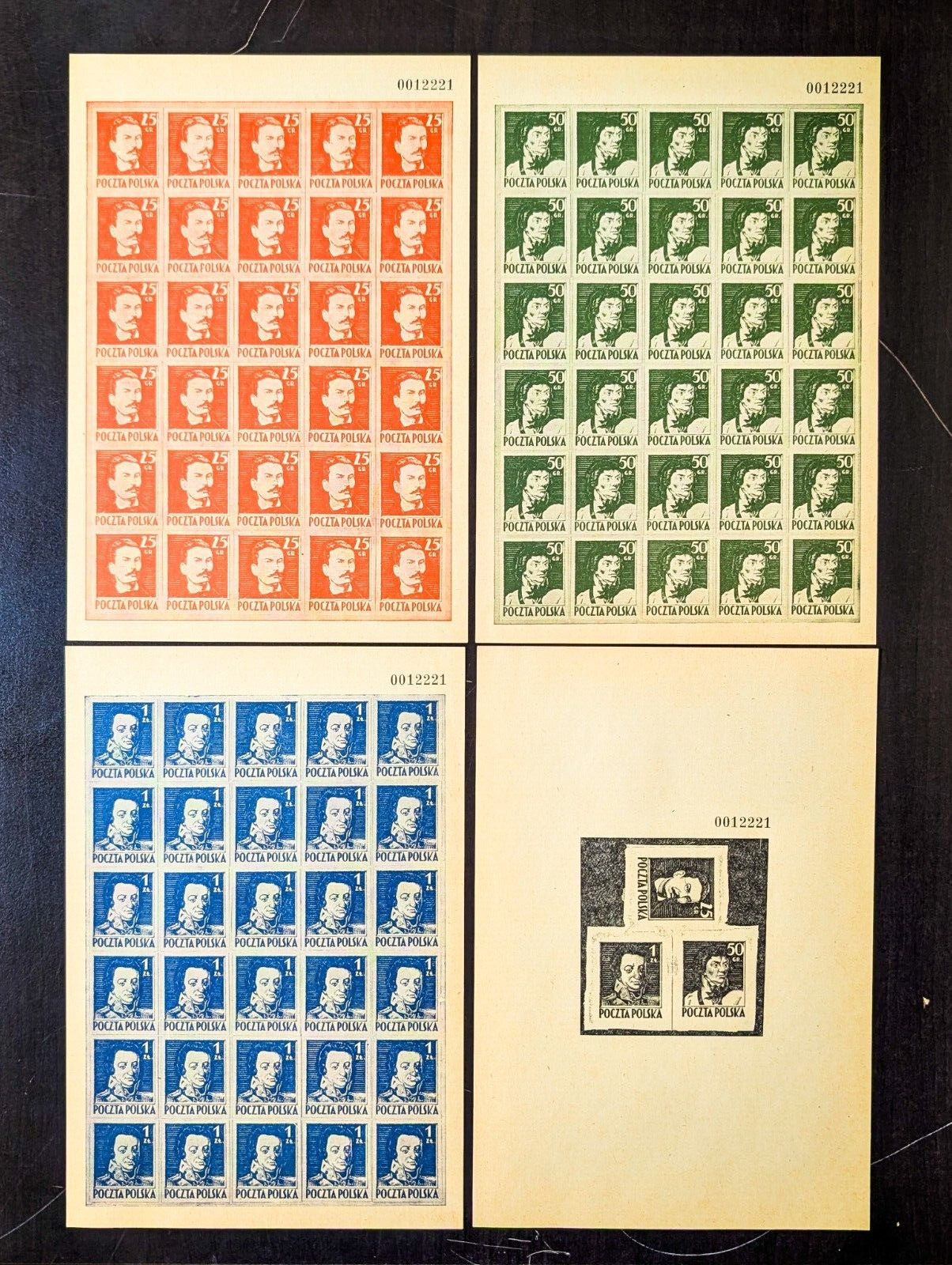 Poland Stamps 1944 # 341-3 Official Sheets of 30 with Original Envelope ...