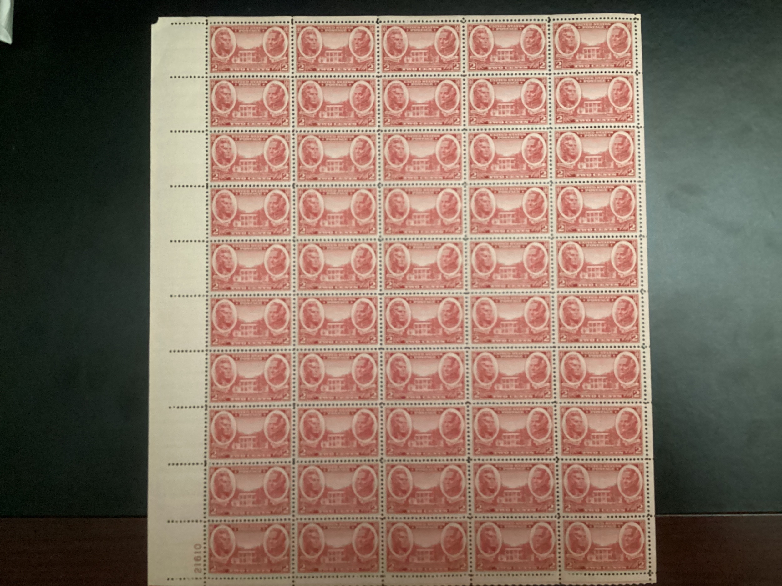 U.S. #786 MNH Full Sheet VF centering small corner selvage fault 2c ...