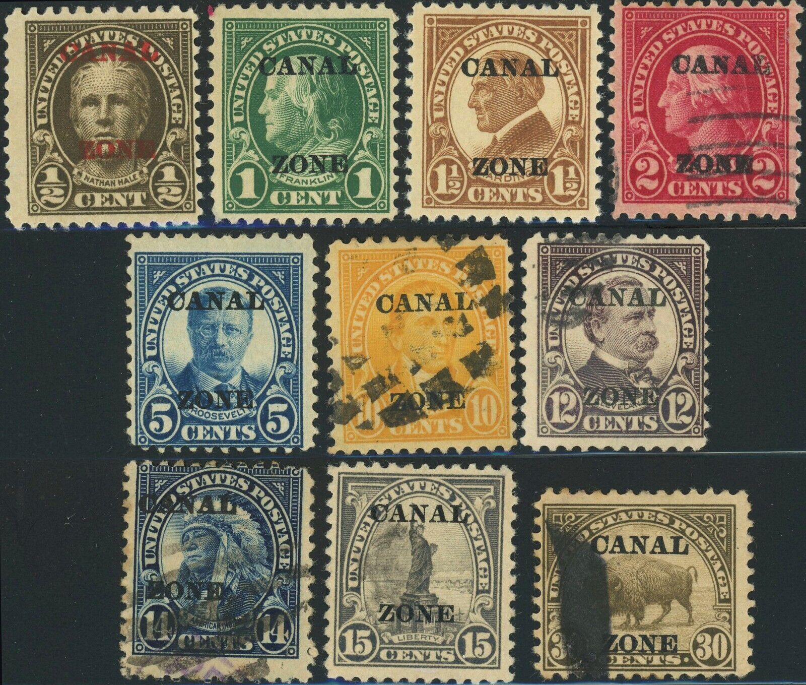 Canal Zone #70-79 US Possession Postage Overprint Stamp Collection Used ...