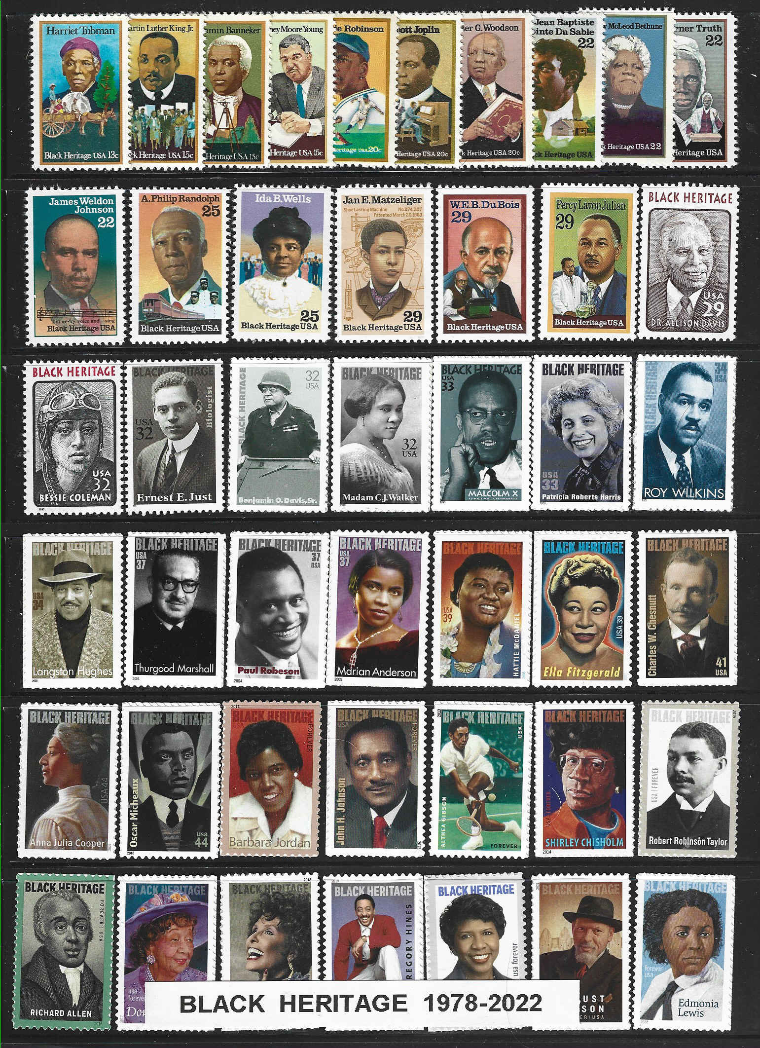 PCBstamps US Black Heritage Series (1978/2025) 48 var., MNH, (5 ...