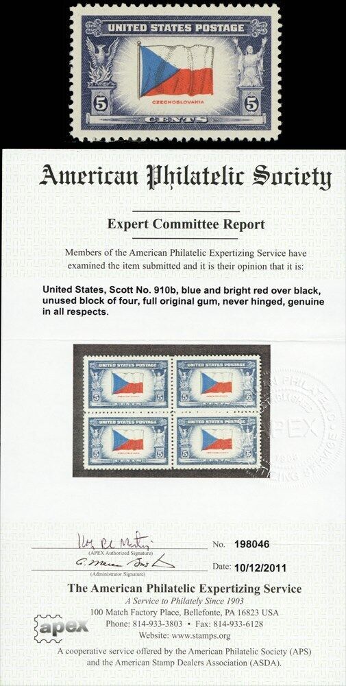 910b, Blue & Bright Red Over Black Reverse Printing Error APS Cert ...