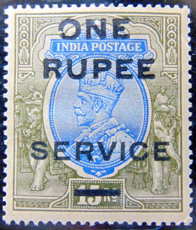 INDIA 1925 1Re on 15Rs King George V SERVICE MH | Asia - India ...