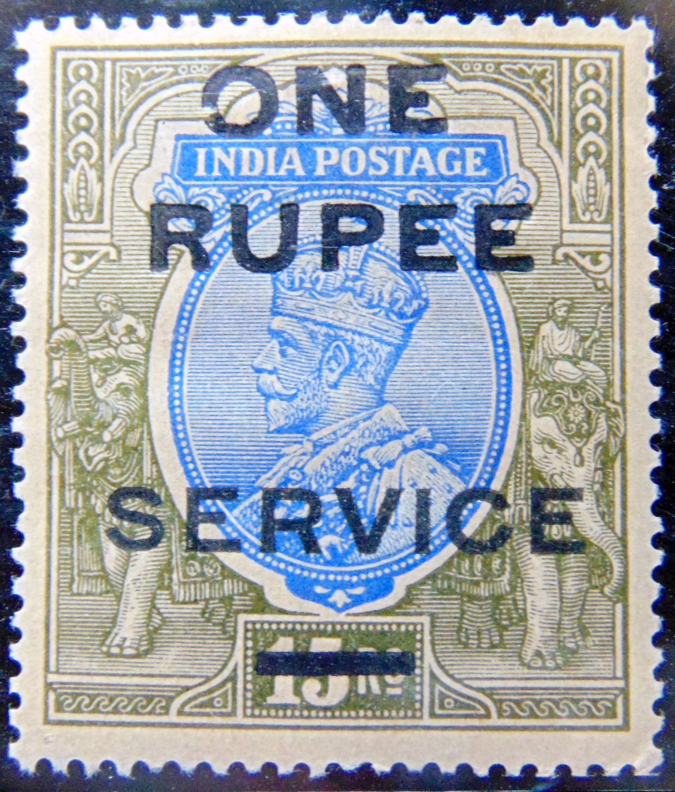 INDIA 1925 1Re on 15Rs King George V SERVICE MH | Asia - India ...