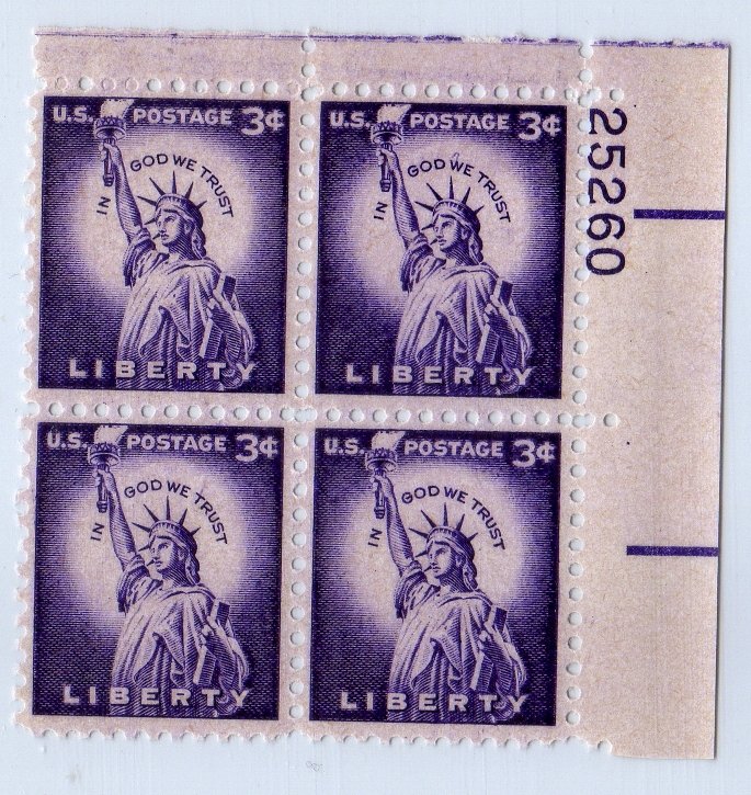 1035c 3c Liberty 25260 UR Plate Block | United States, General Issue ...