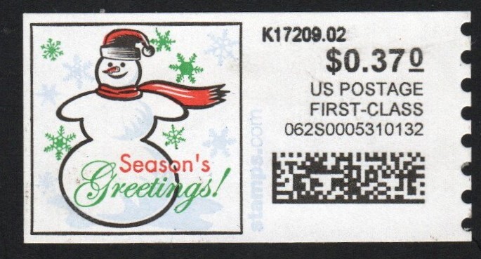 1CVP 39 - (37c) - Personal Computer Postage - "Snowman" - Used Single ...